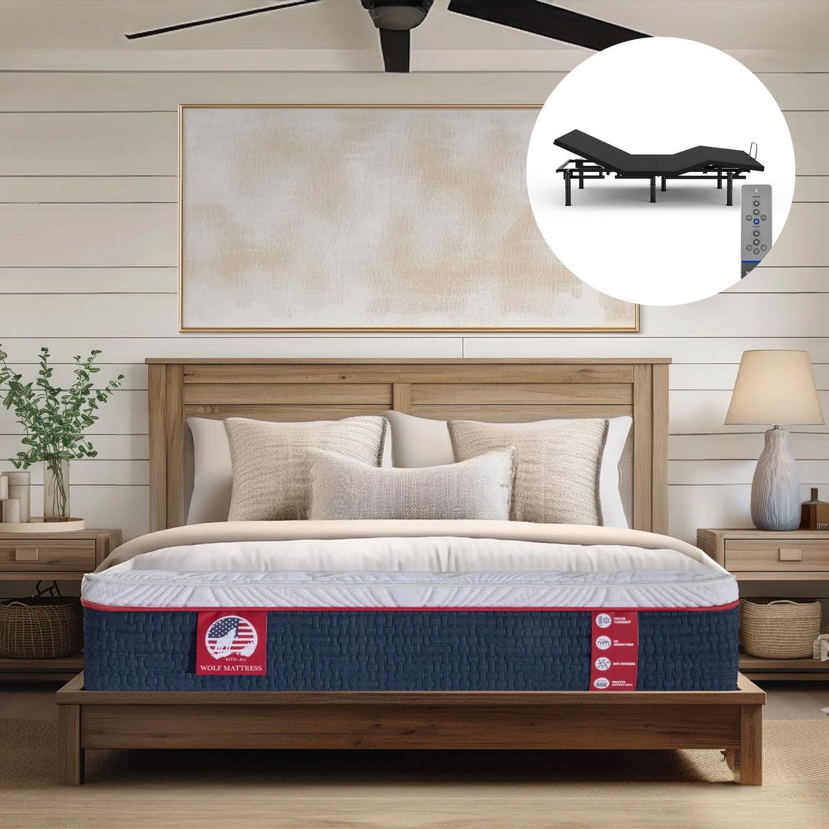 Queen 14-Inch Memory Foam Hybrid Elite Plush Pillow Top Mattress and R ...